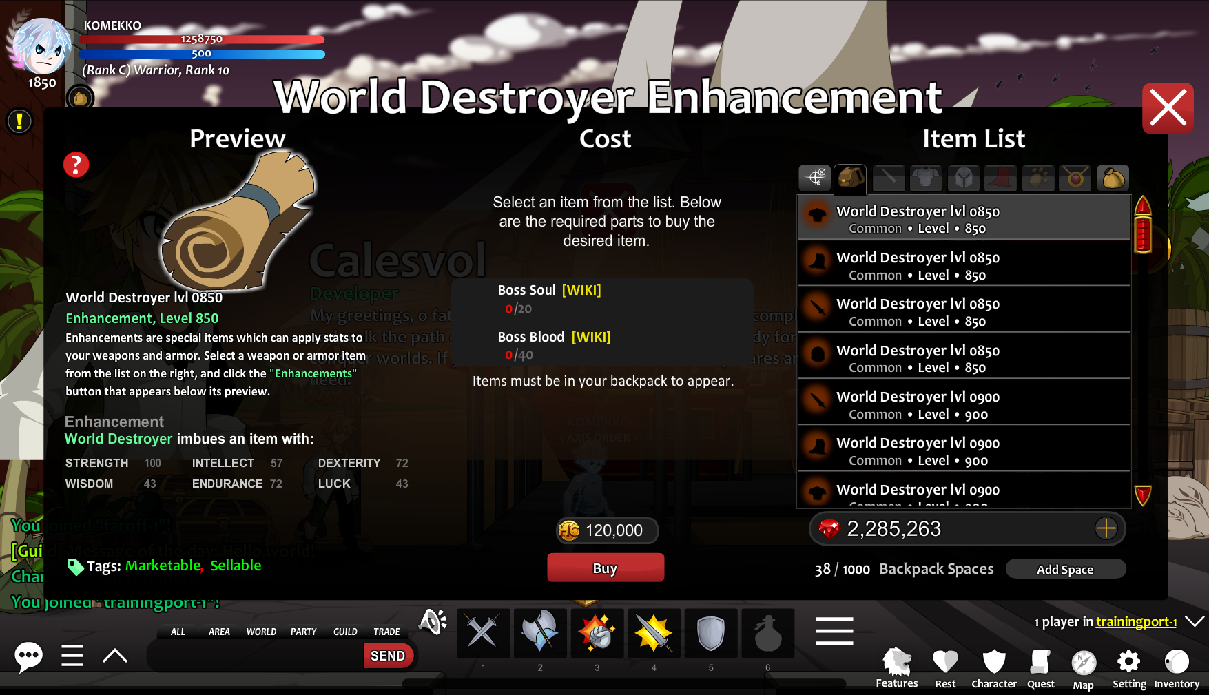 World Destroyer enhancement | RedAQ
